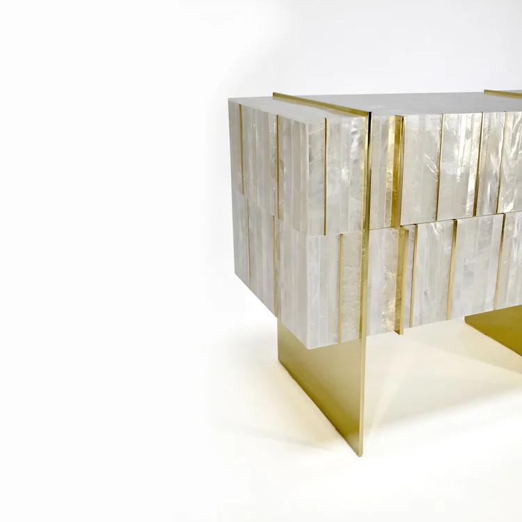 Sonnet Console in Selenite and Bronze — Newell Design Studio