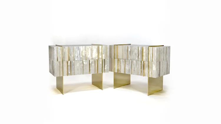 Sonnet Console in Selenite and Bronze — Newell Design Studio