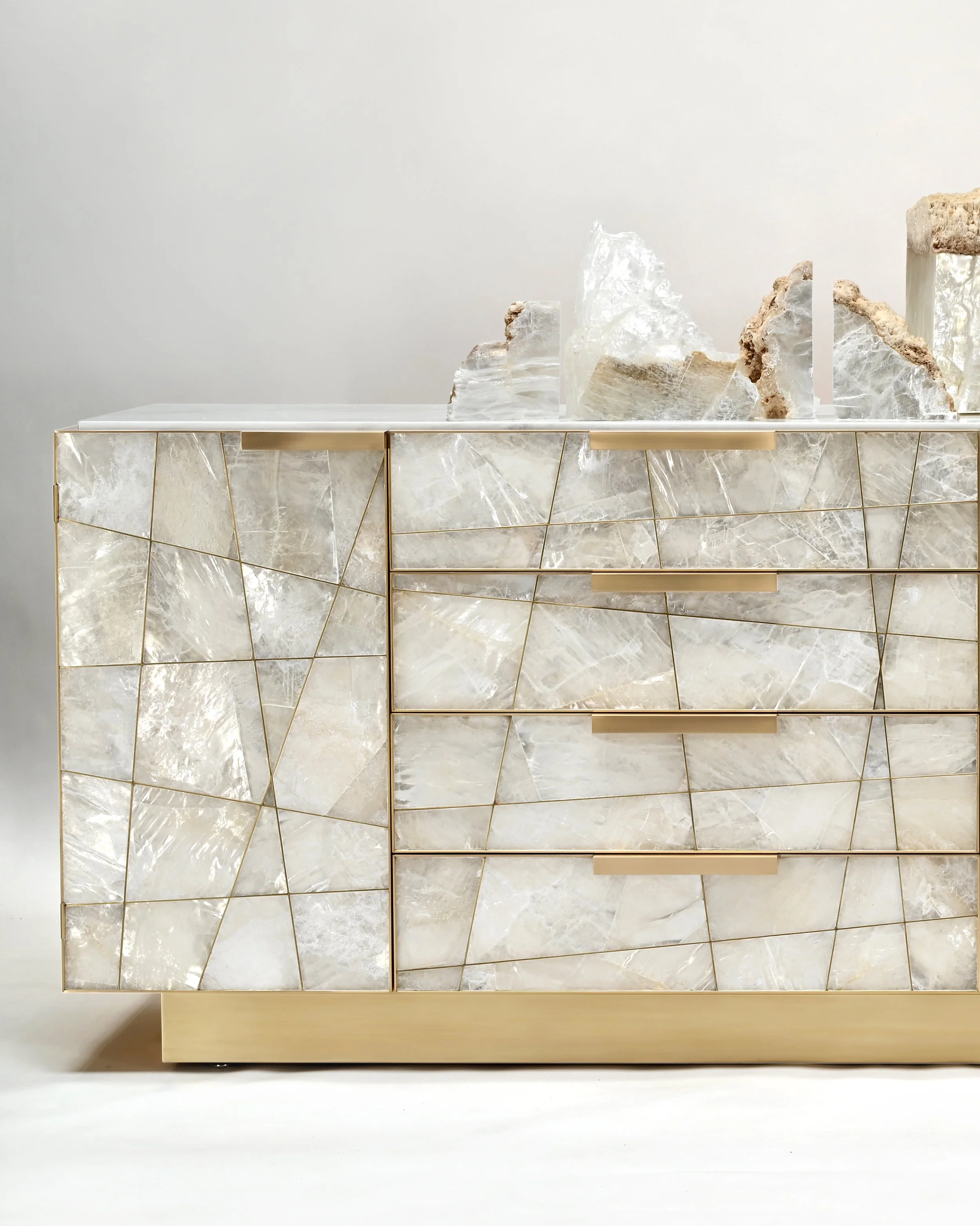 Mosaic Sideboard in Selenite and Bronze on White Ground — Newell Design ...
