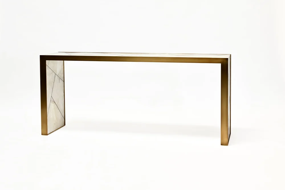 Sonnet Console in Selenite and Bronze — Newell Design Studio