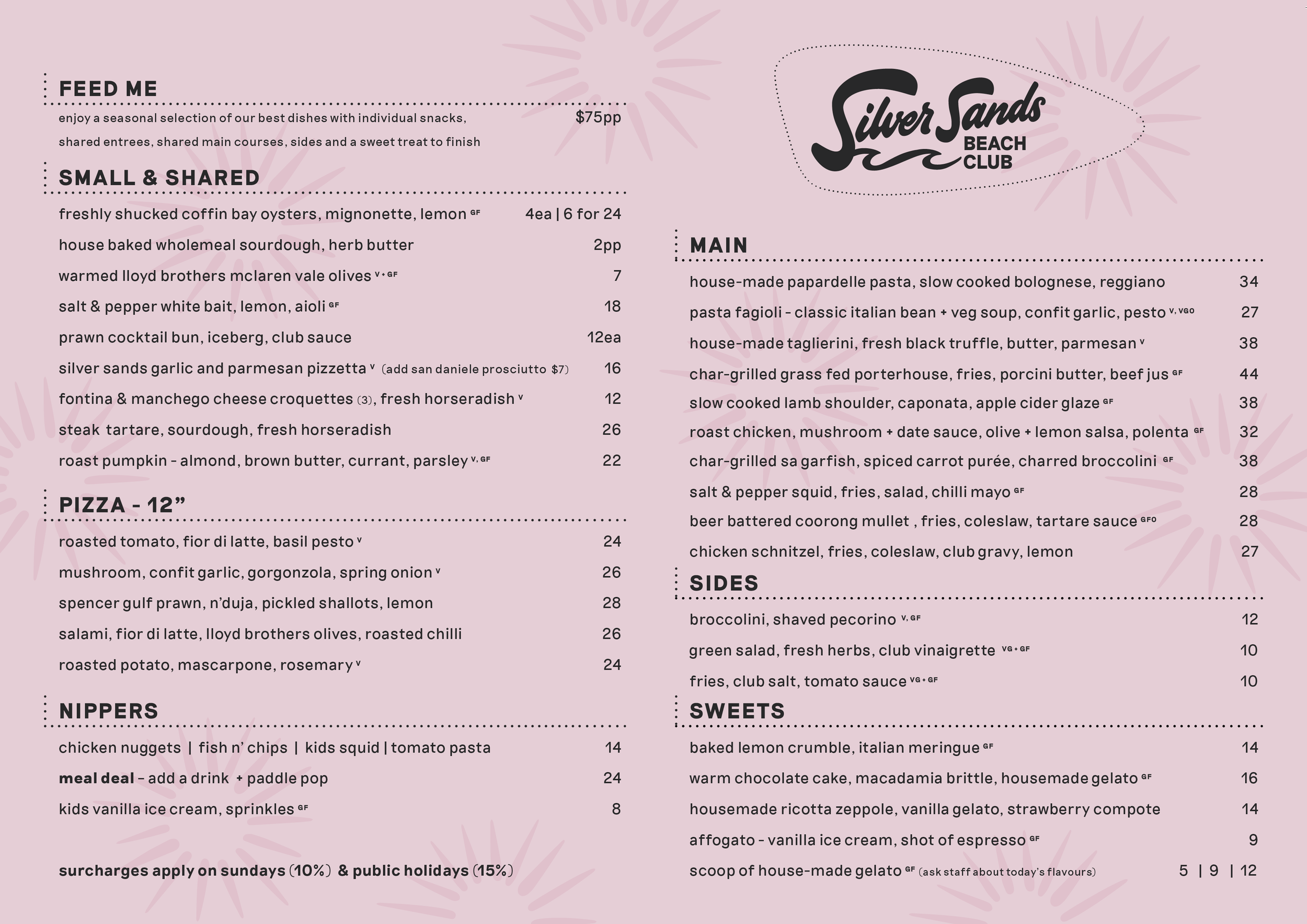 Menu — SILVER SANDS BEACH CLUB
