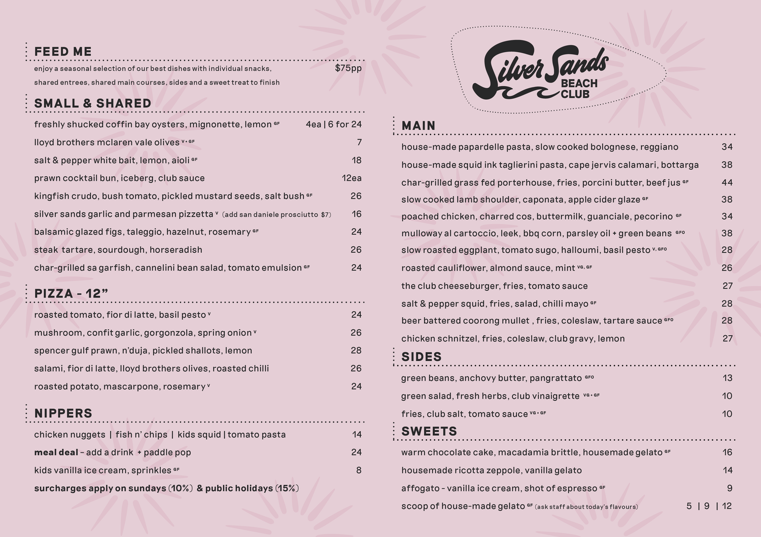 Menu — SILVER SANDS BEACH CLUB