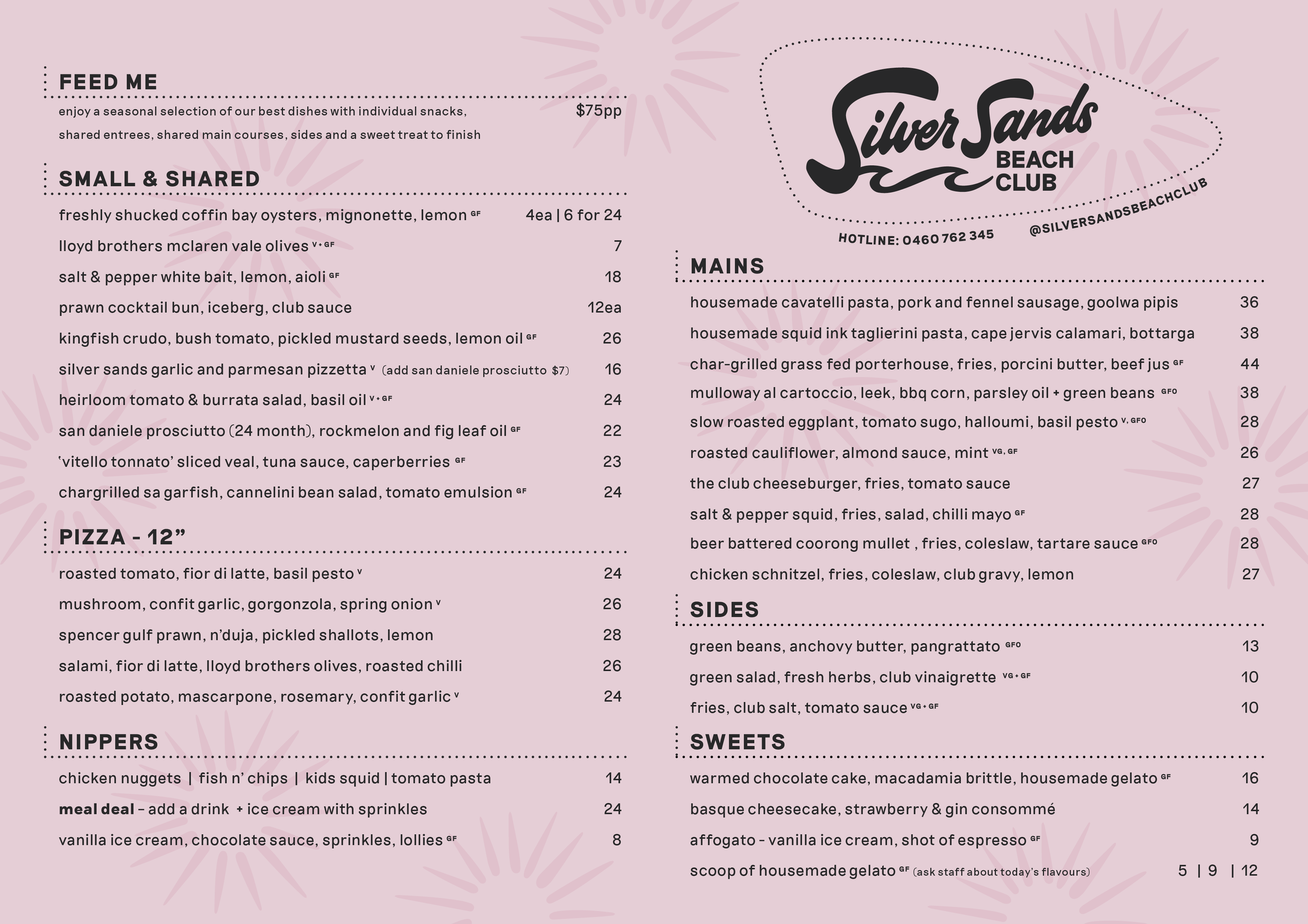 Menu — SILVER SANDS BEACH CLUB