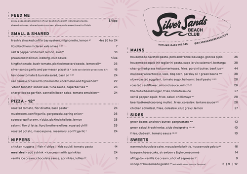 Menu — SILVER SANDS BEACH CLUB