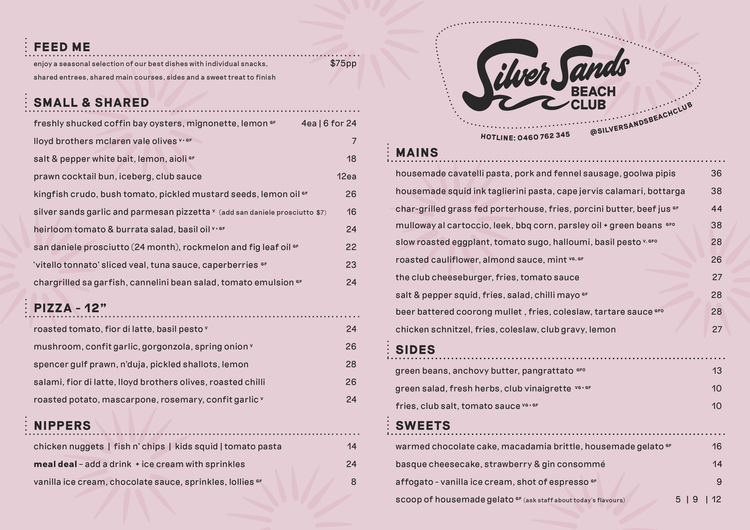 Menu — SILVER SANDS BEACH CLUB