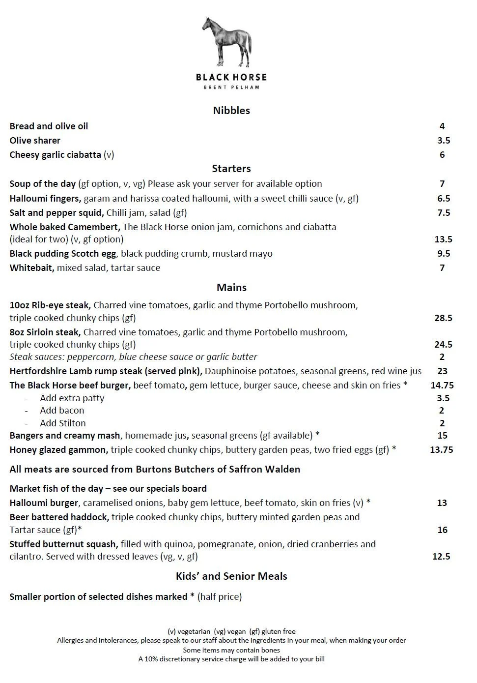 Menu — The Black Horse