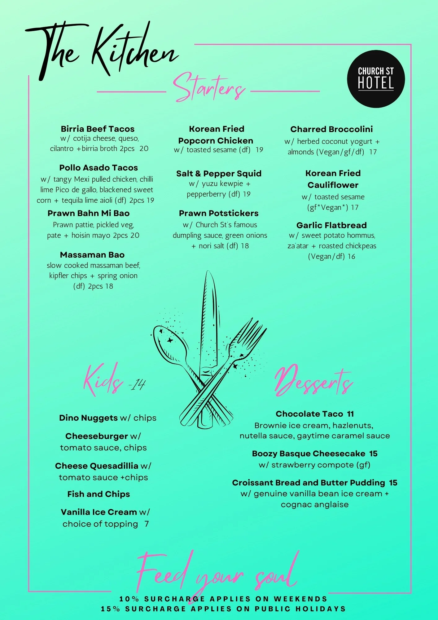 Menu — Church St Hotel