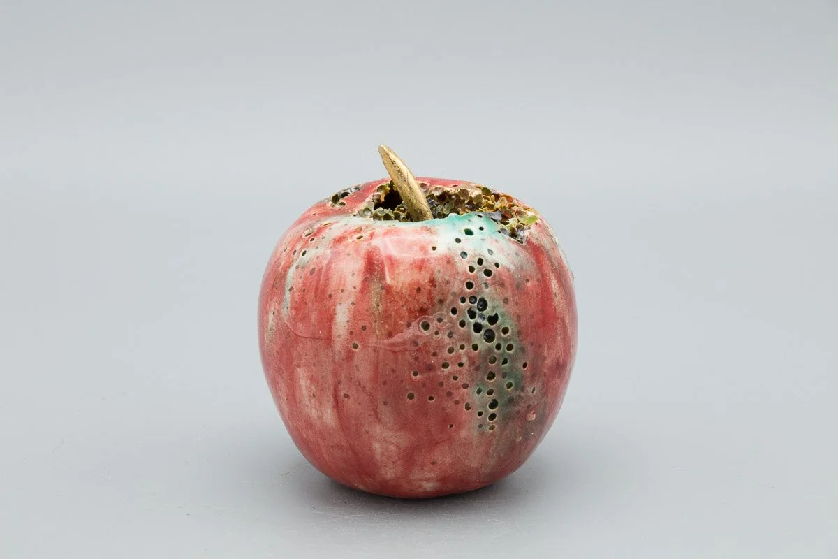 Buy Original Remon Jephcott Sculpture - Red Apple with Long Gold Stem ...