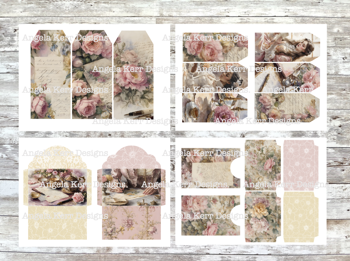 DIGITAL KITS - US LETTER AND A4 SIZES - LETTERS FROM A LADY BACKGROUND ...