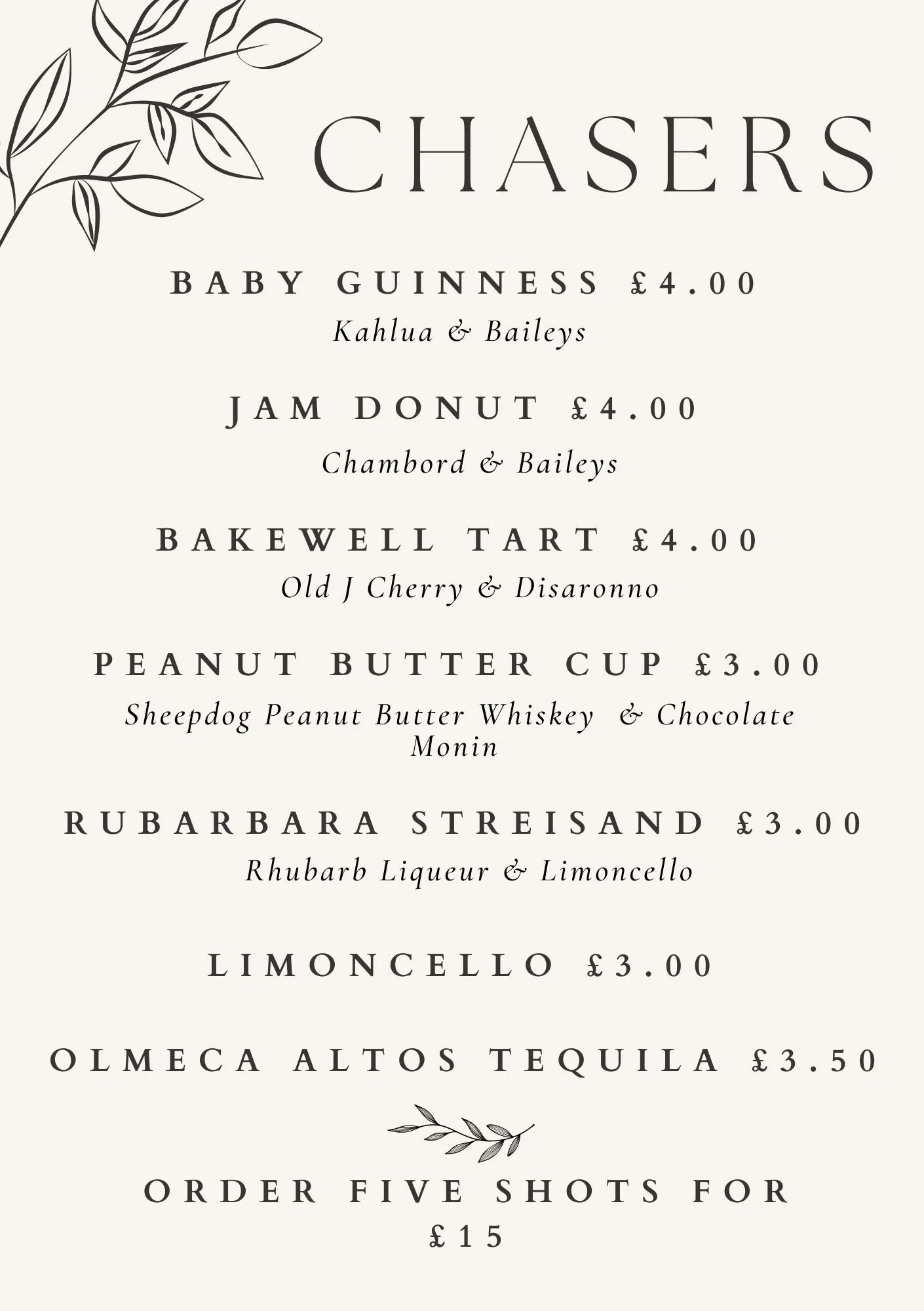 Menu — The Ten Green Bottles Co