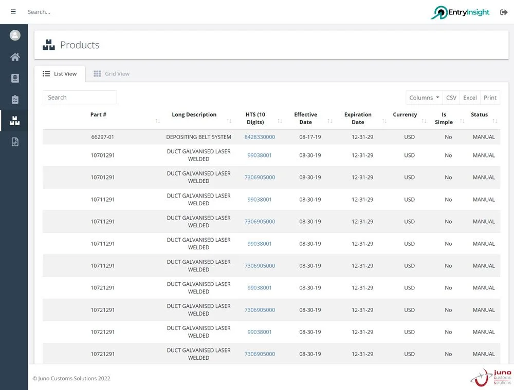 Entry Insight | Customs Brokerage Software — Juno Logistics