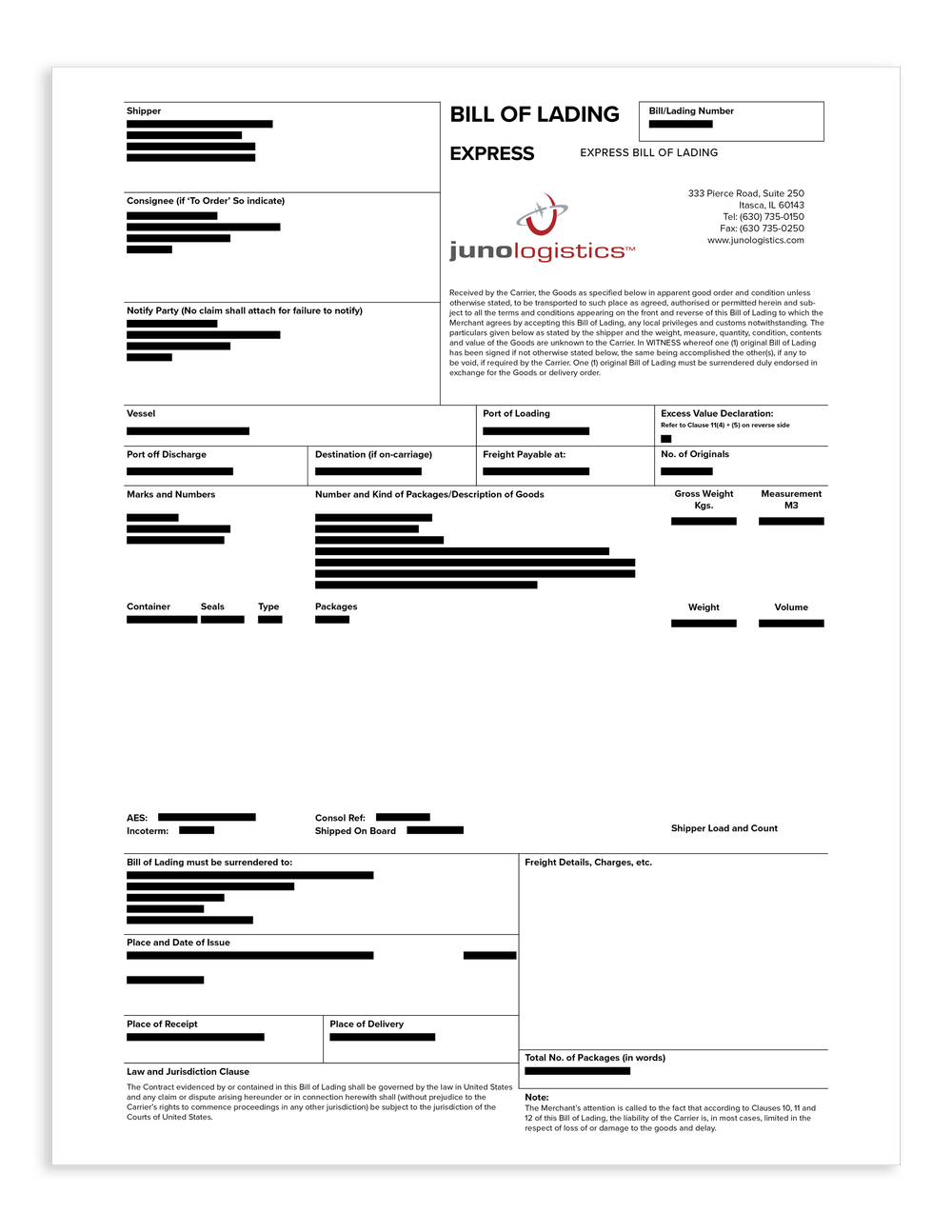 What is a Bill of Lading? — Juno Logistics
