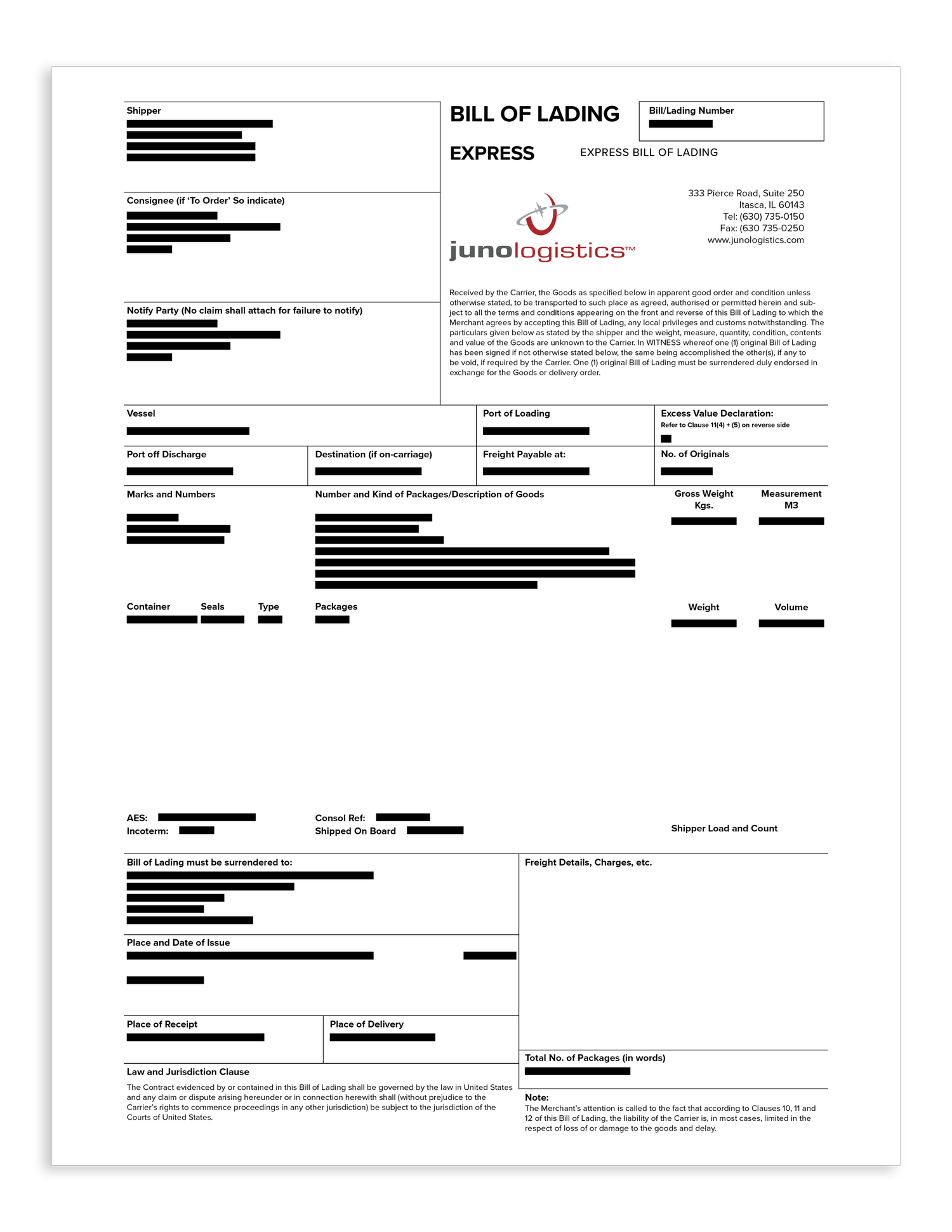 What is a Bill of Lading? — Juno Logistics
