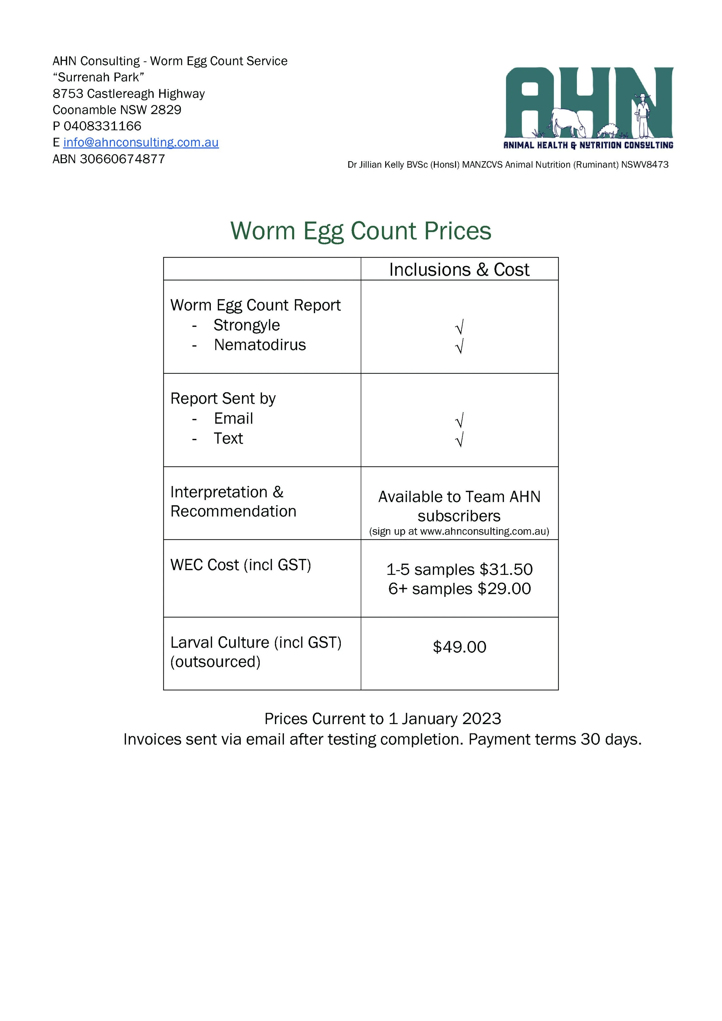 Worm Egg Count Services — Animal Health & Nutrition Consulting