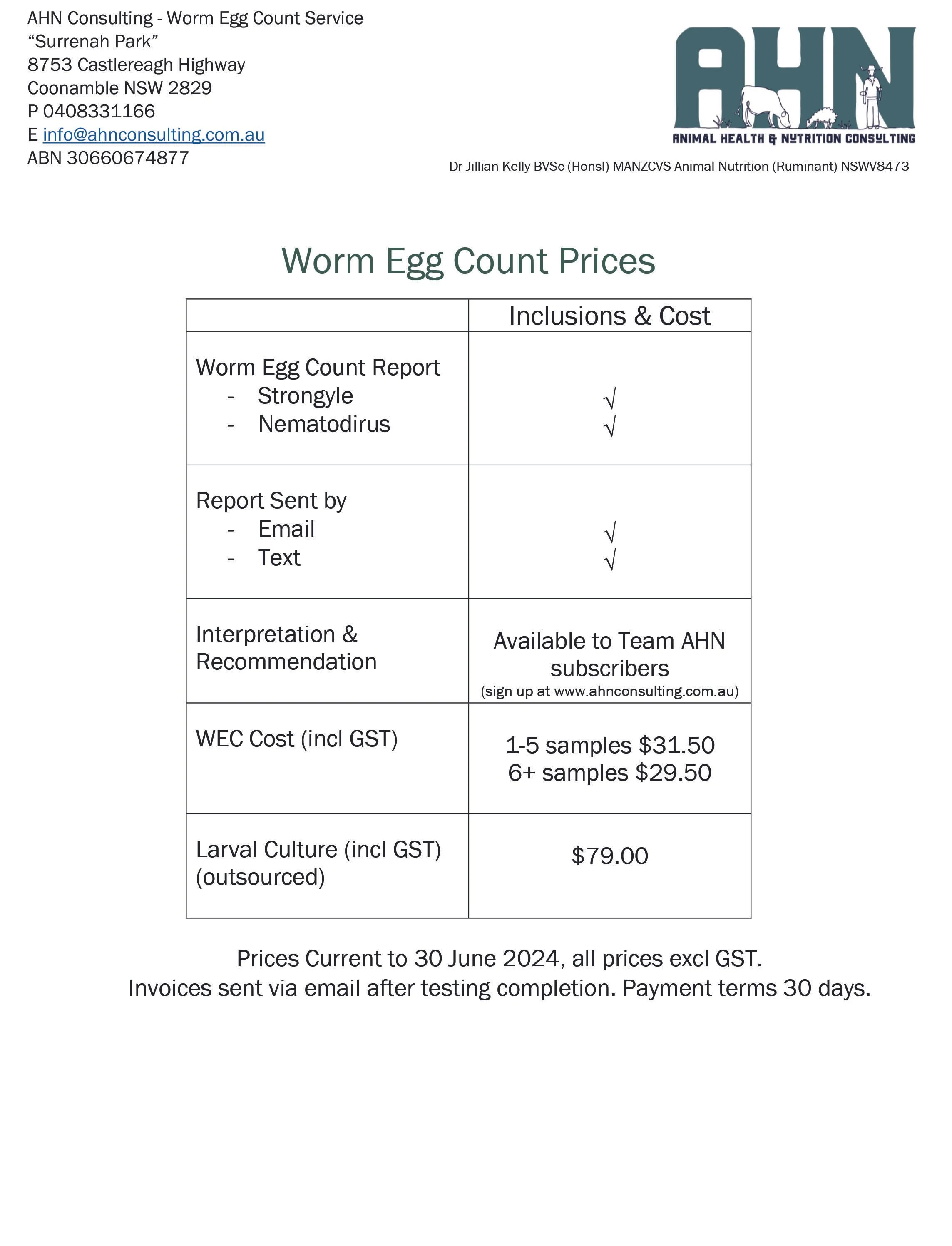 Worm Egg Count Services — Animal Health & Nutrition Consulting