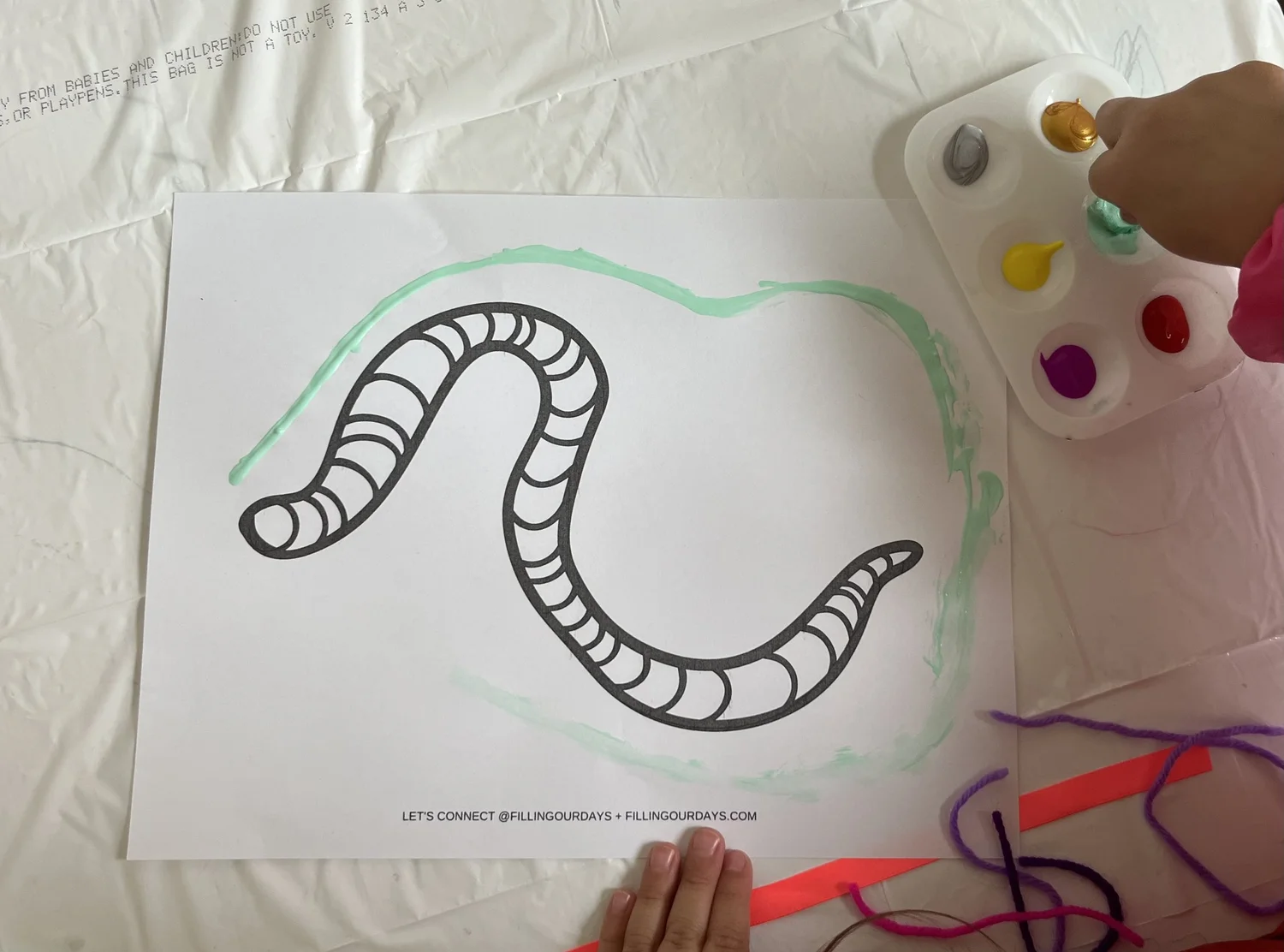Worm Painting- Process Art with Yarn — Filling Our Days