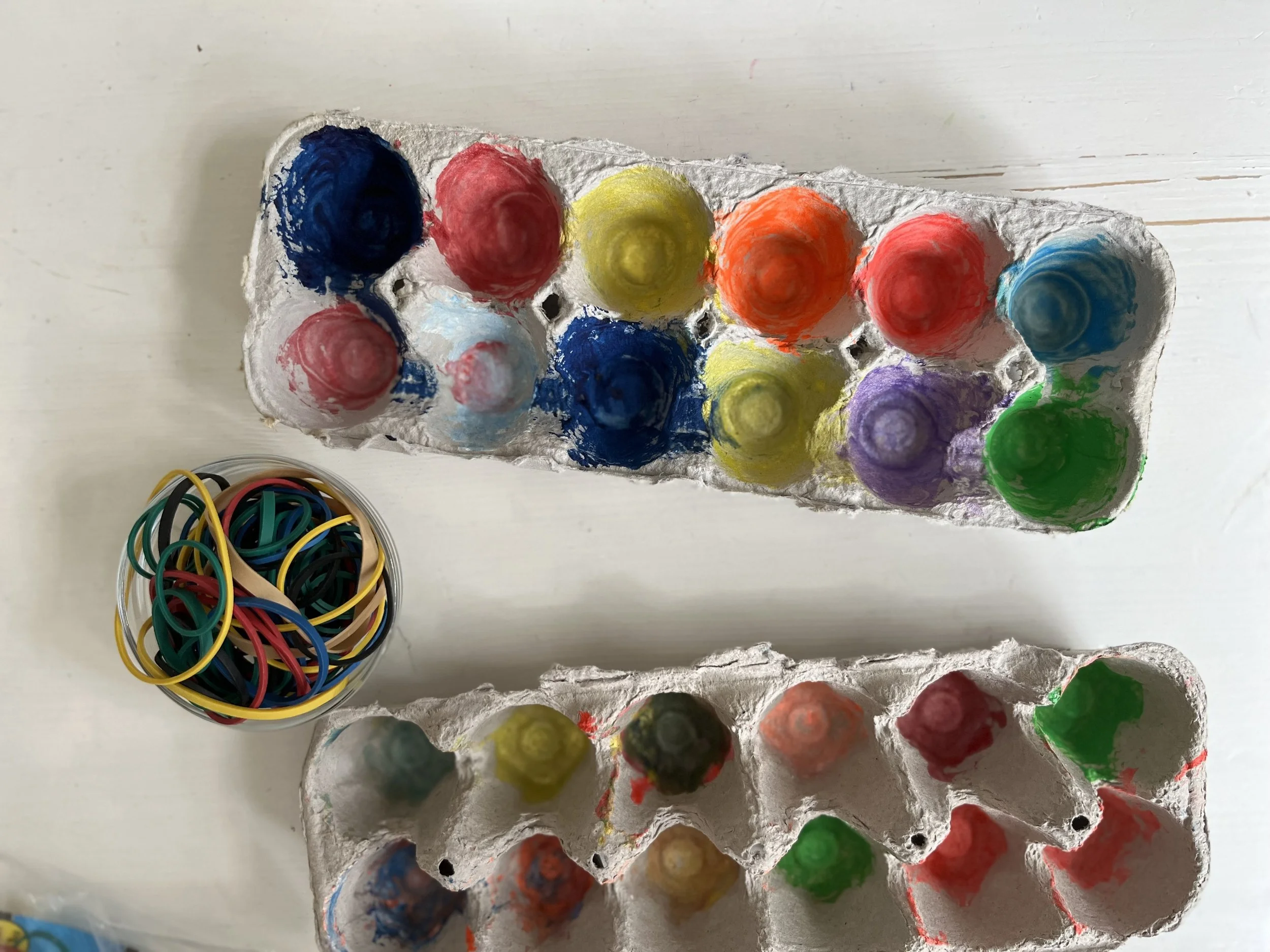 Egg Carton Rubber Band Stretch — Filling Our Days