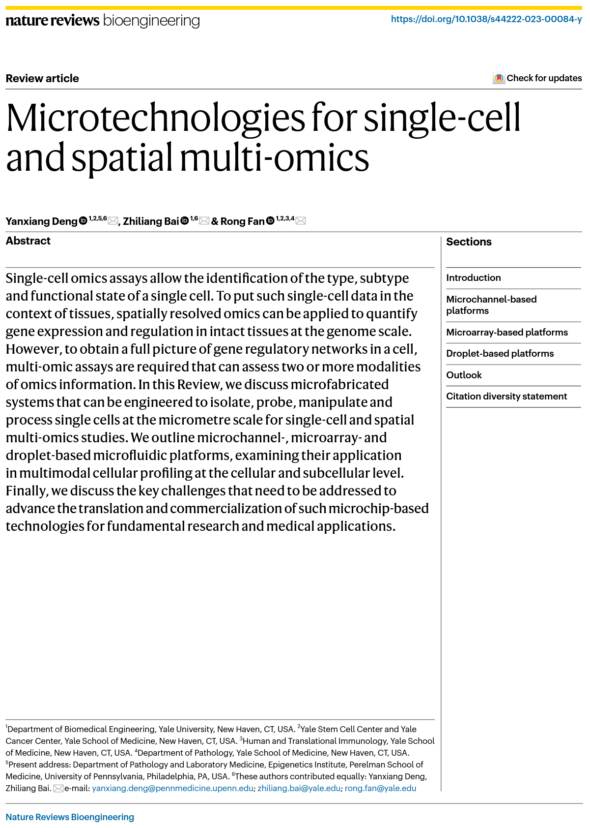 PUBLICATIONS — YANXIANG DENG LAB @ PENN