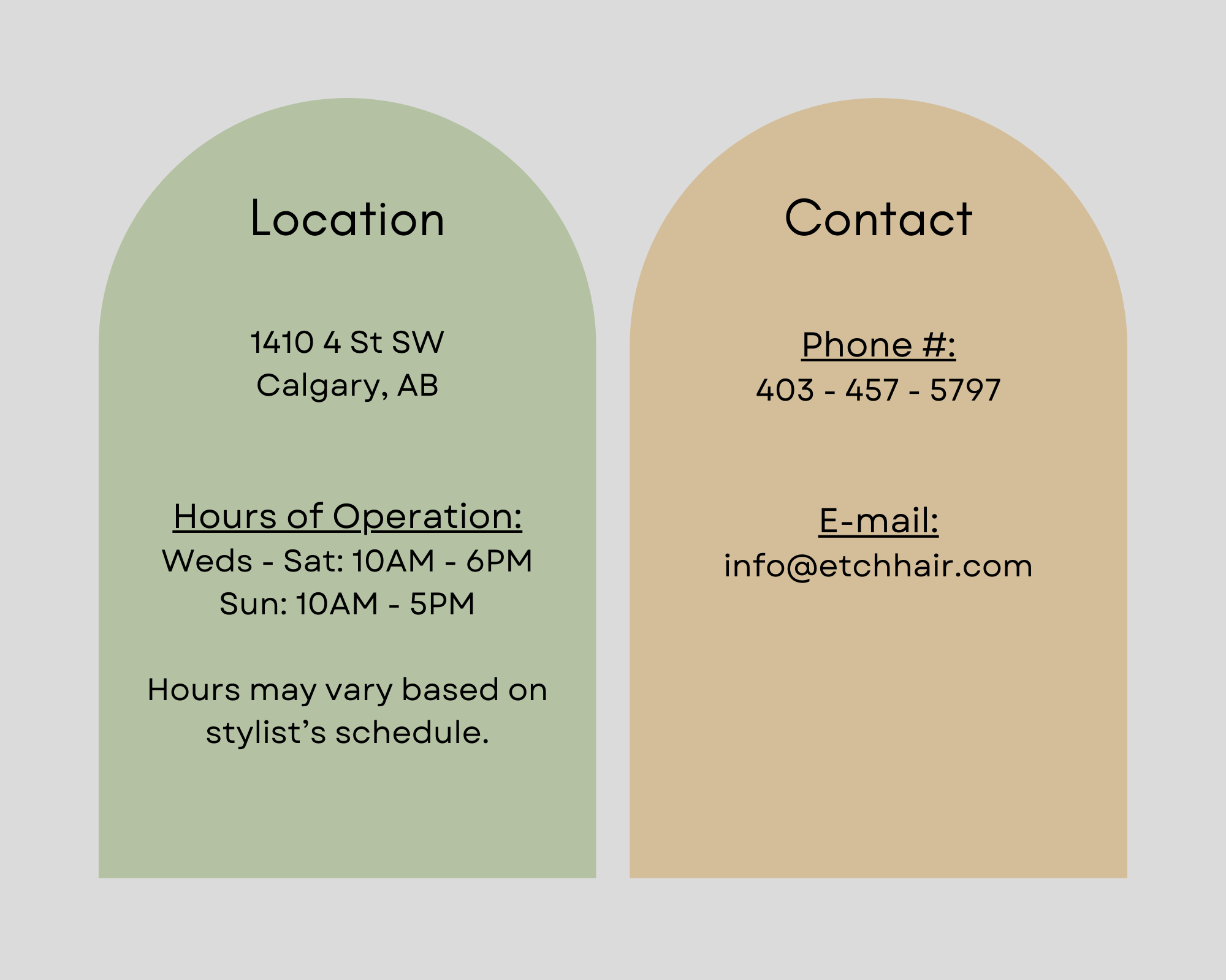 Location & Contact — ETCH HAIR DESIGN