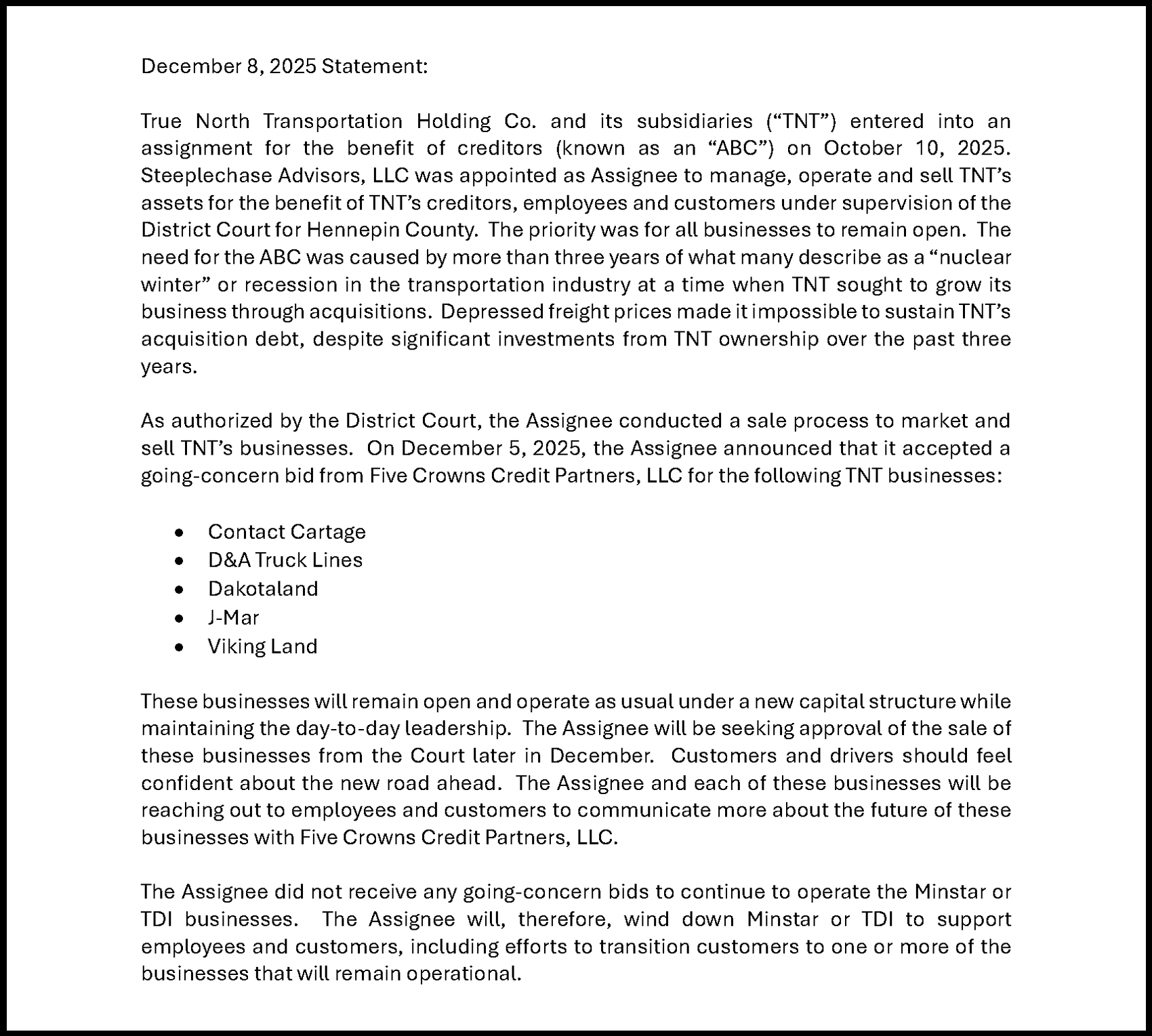 True North Transportation