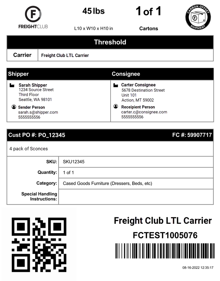 Automated Bill of Lading — Freight Club