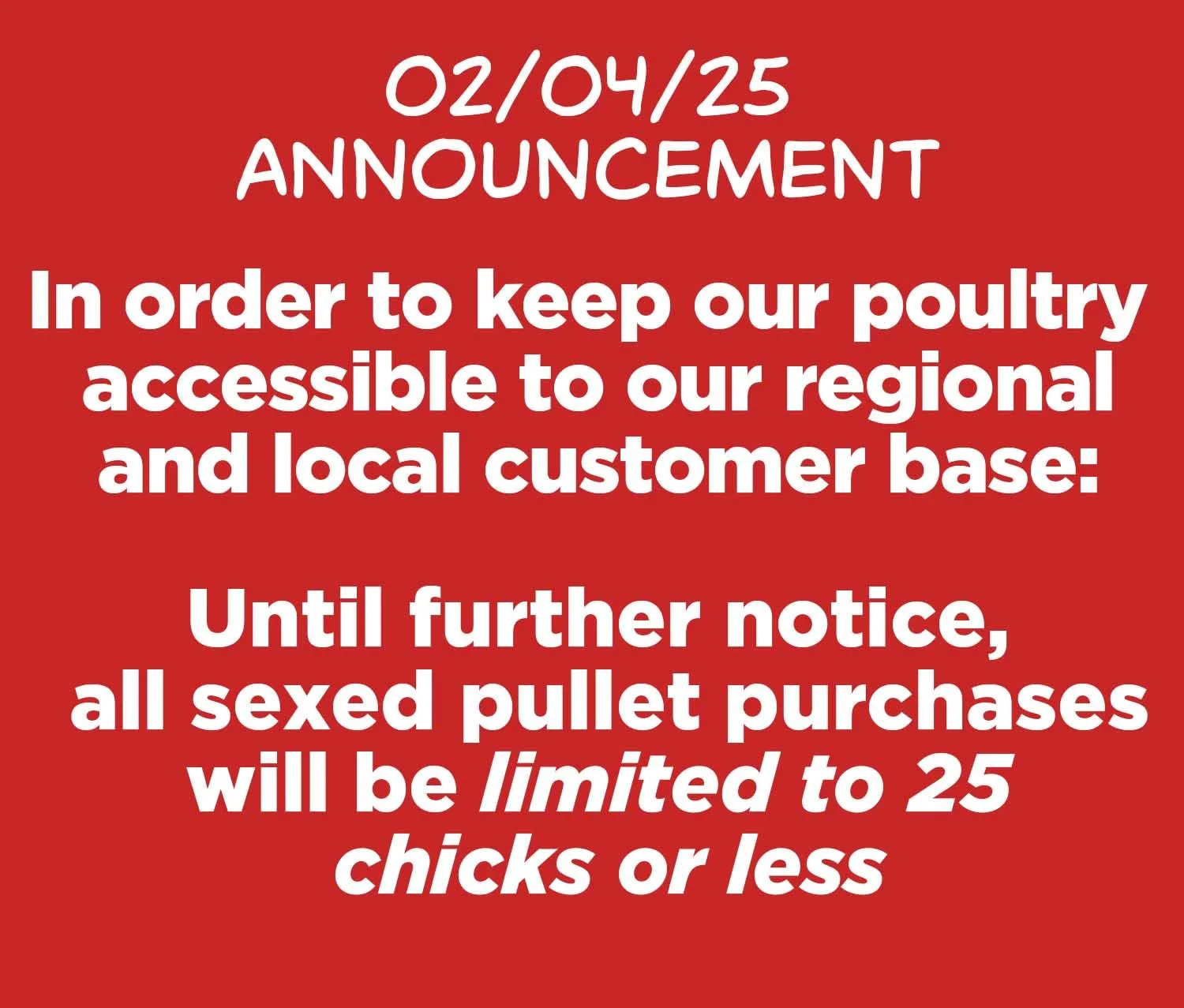 Current Availability — Charley's Chicks