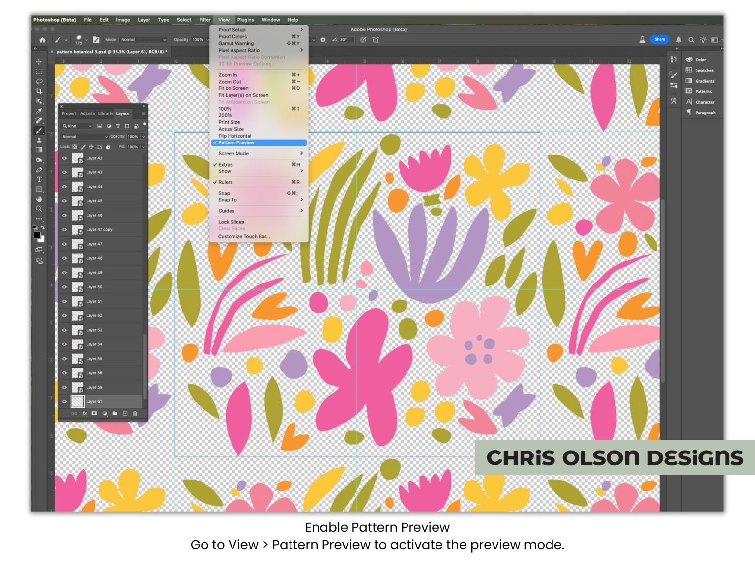 How to Create Seamless Patterns in Photoshop | Step-by-step tutorial by Chris Olson Designs ...