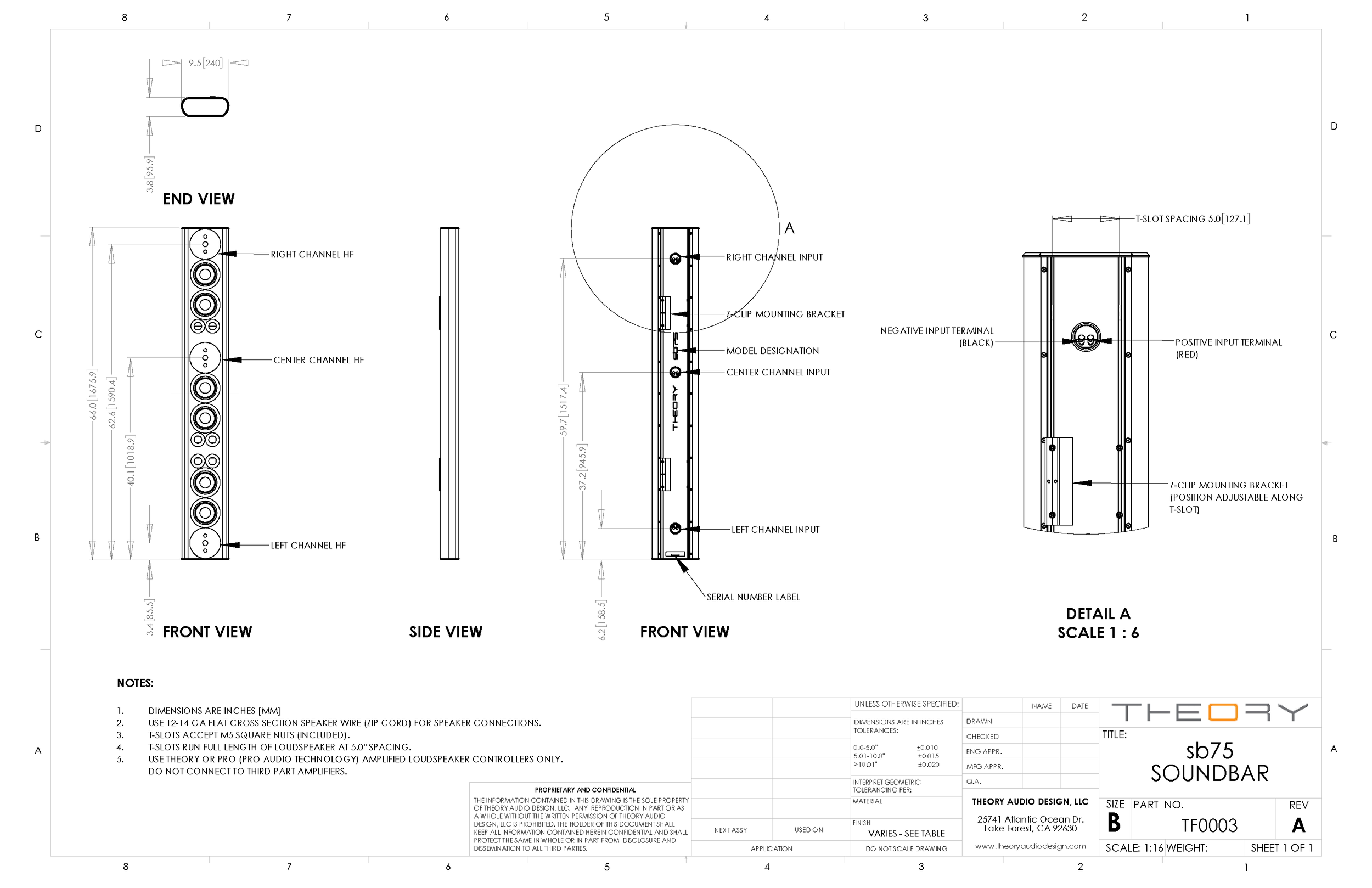 Theory Professional sb75 soundbar for 75" displays — Theory Professional