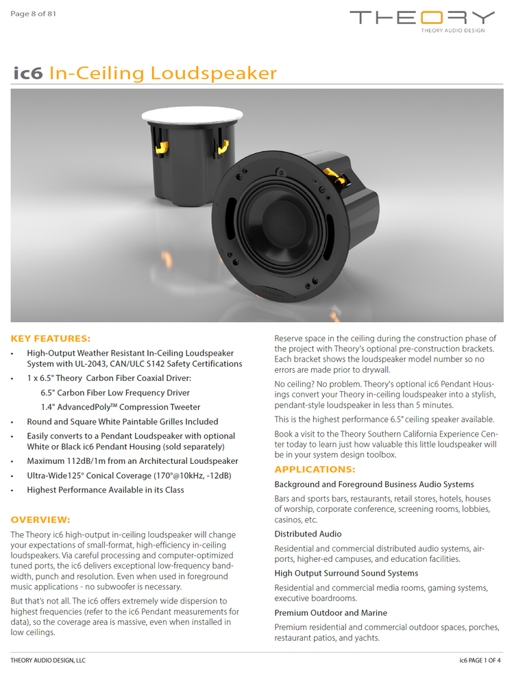 ic6 v2 In-Ceiling Loudspeaker — Theory Professional