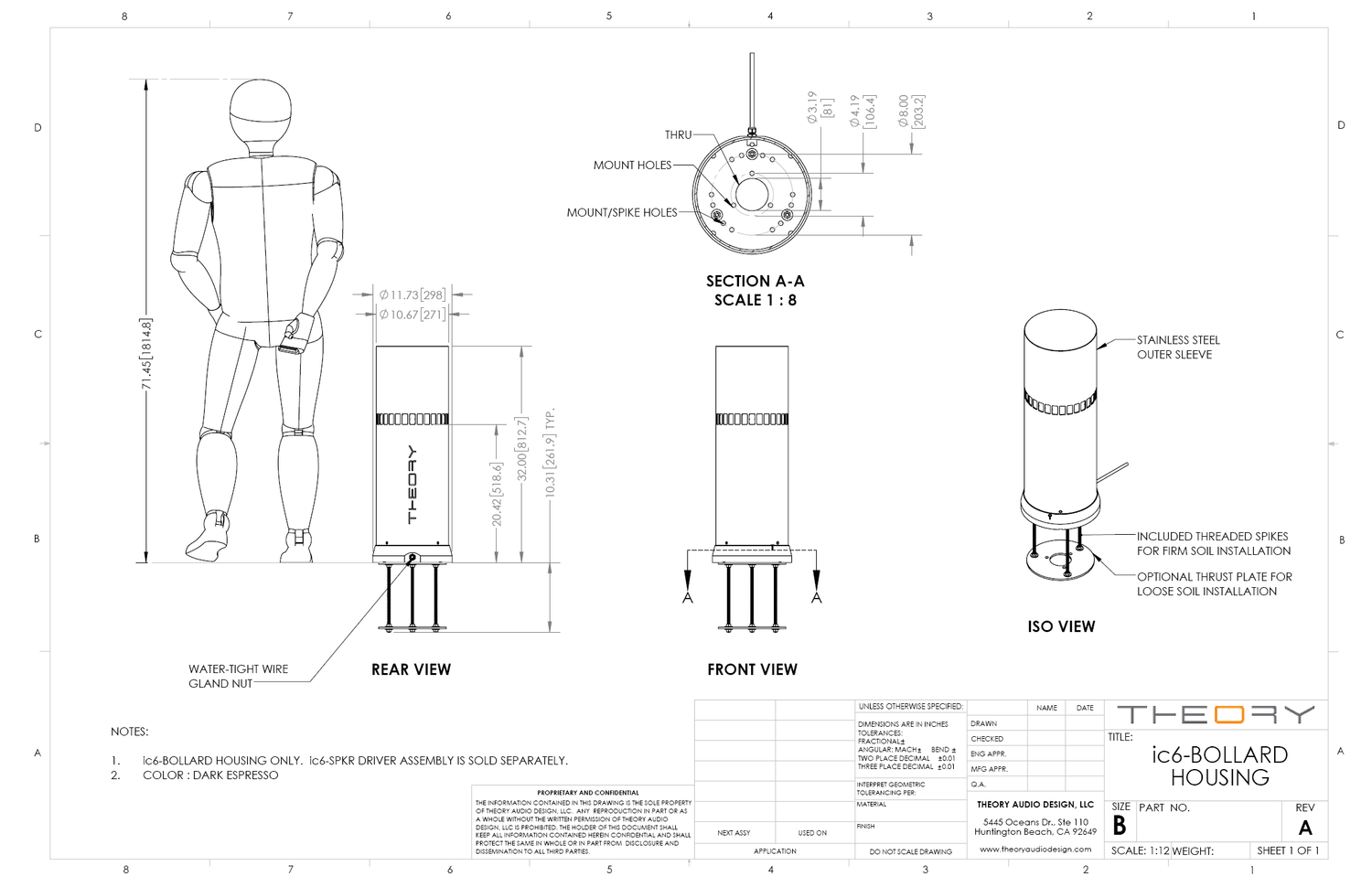Theory ic6 Bollard Landscape Loudspeaker — Theory Professional