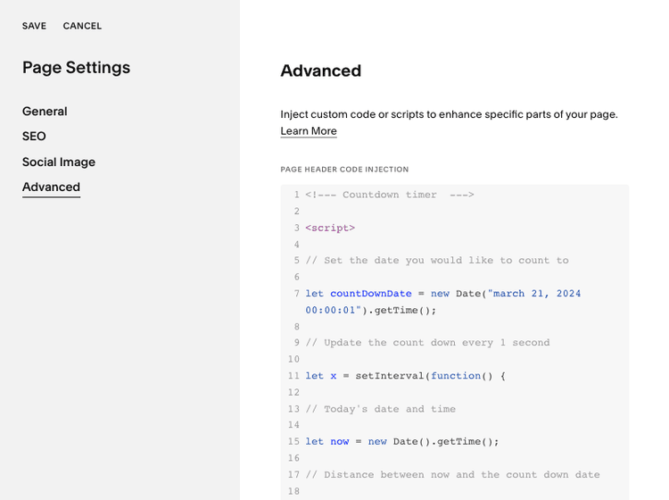Add a Countdown Timer Squarespace | The Square Genius
