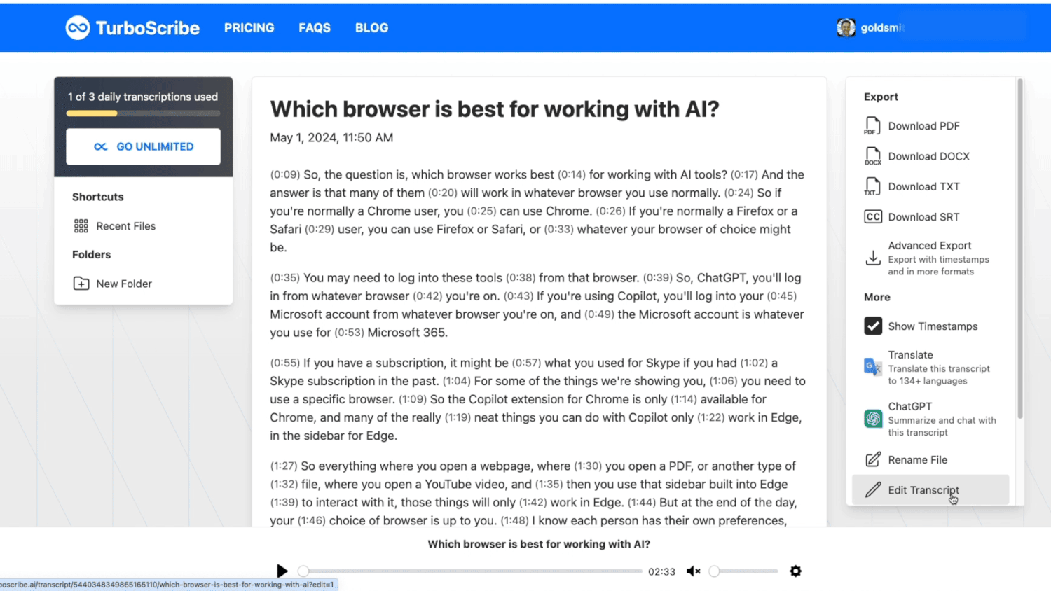 TurboScribe: AI-Powered Transcription Tool for Fast, Affordable ...