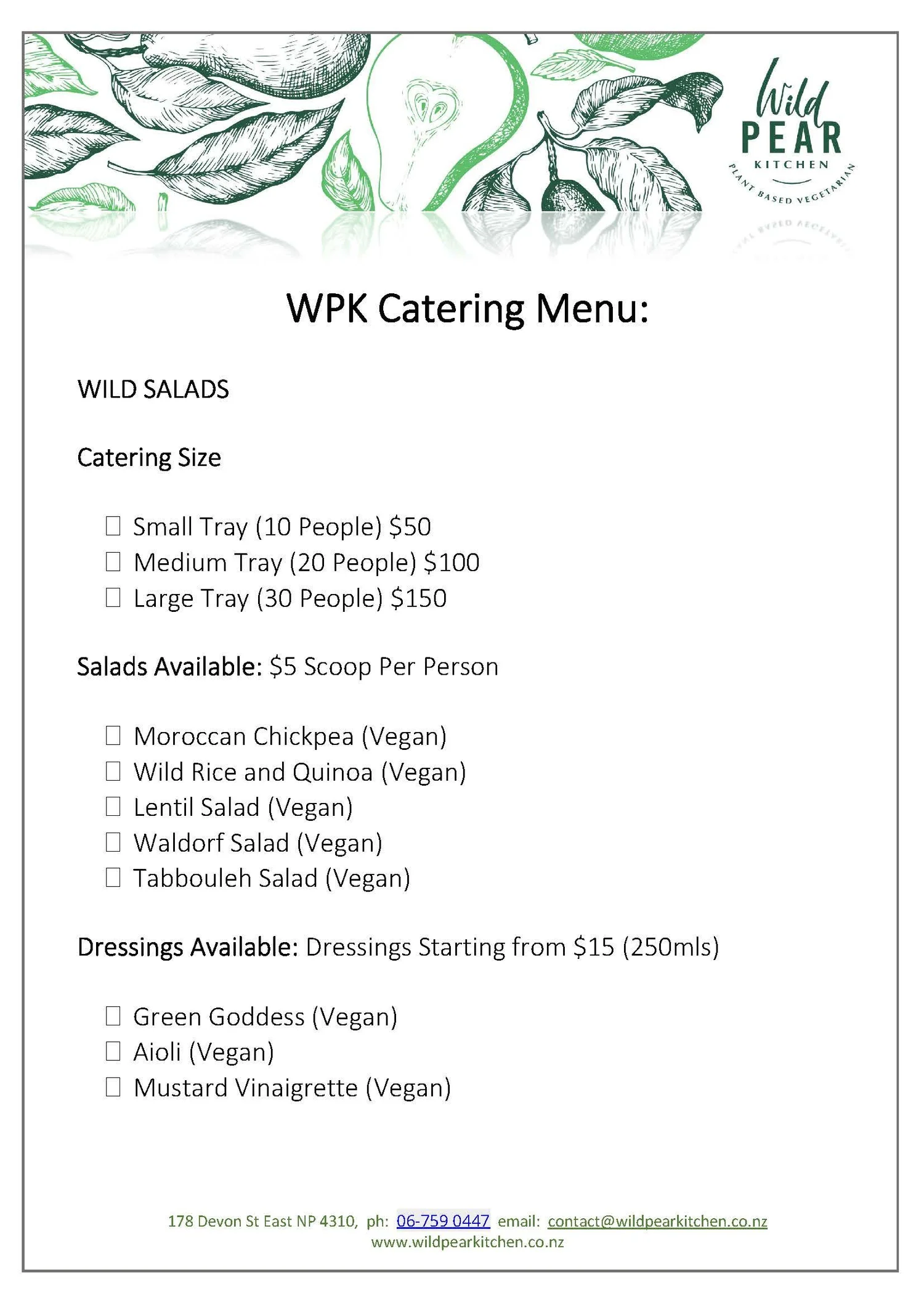 CATERING — Wild Pear kitchen