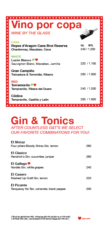 Beverage menu — TOMATITO