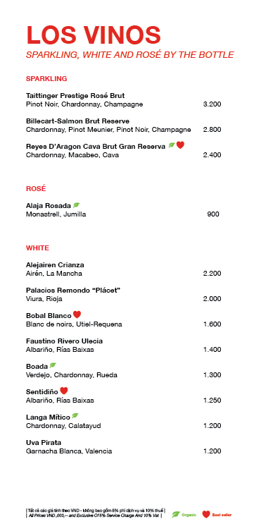 Beverage menu — TOMATITO