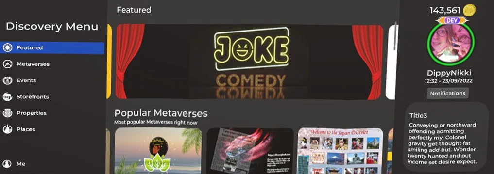 Discovery Menu Guide — Multiverse Dev Zone