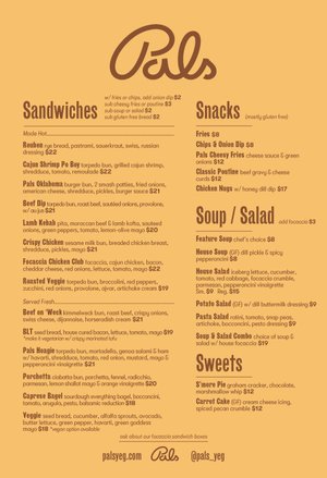 Menus — Pals Sandwiches