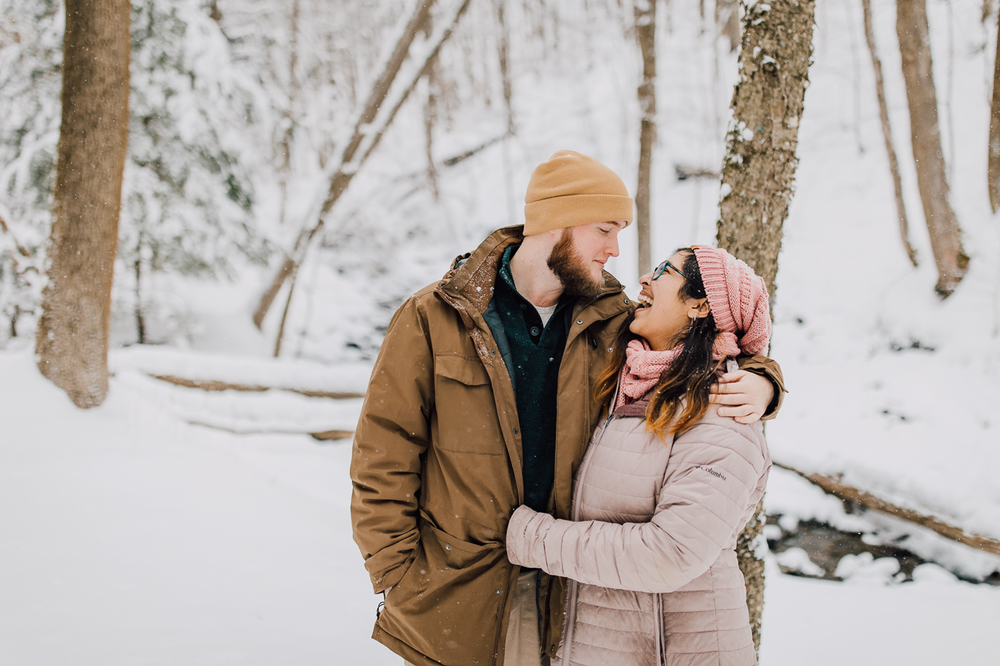 Yuki + Morgan’s Winter Wonderland Photos at Tinker Falls | Brittany ...