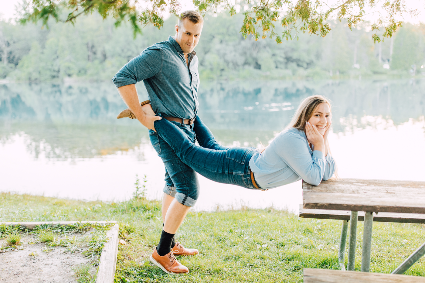 Hailey + Ben’s Funny Engagement Photos at Green Lakes State Park ...