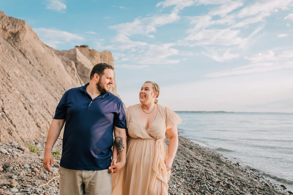 Meghan + Alex’s Sunset Engagement Photos on Lake Ontario | Brittany ...