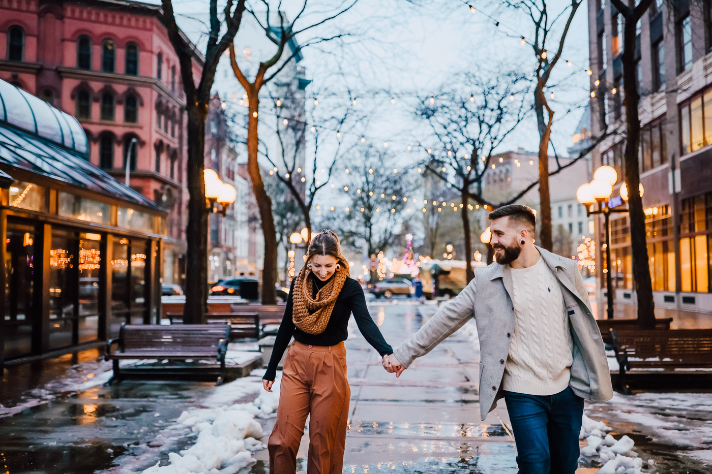 Andrea + Mike’s Winter Proposal in Downtown Syracuse | Brittany ...