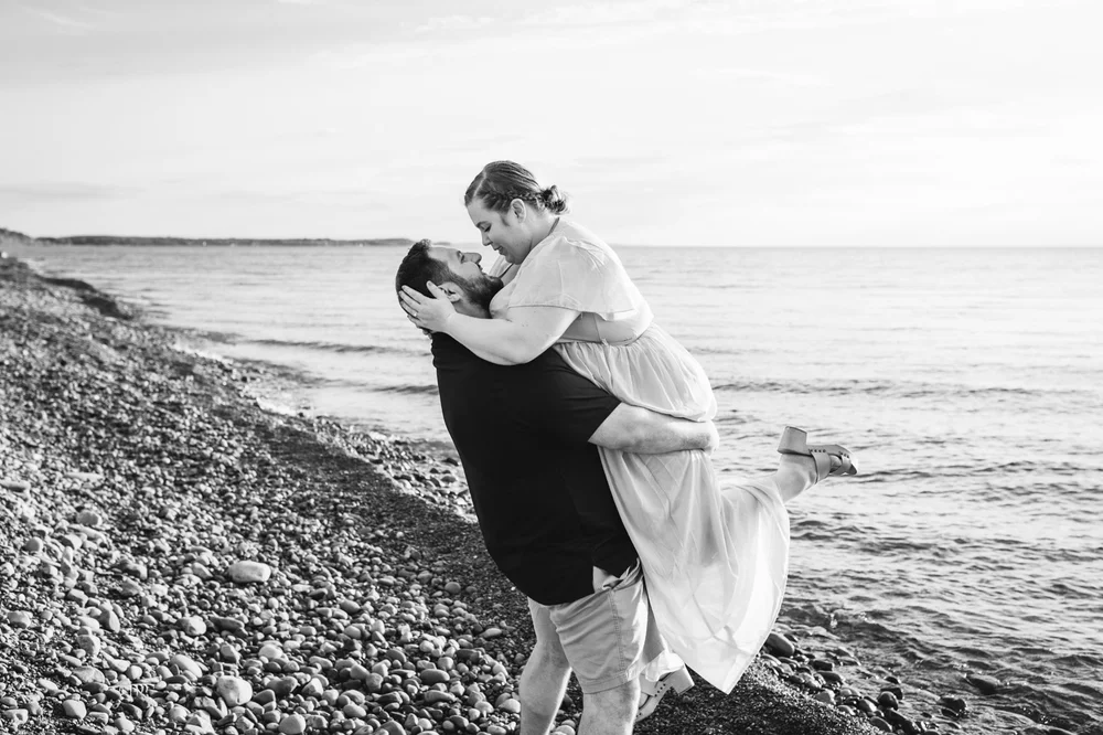 Meghan + Alex’s Sunset Engagement Photos on Lake Ontario | Brittany ...