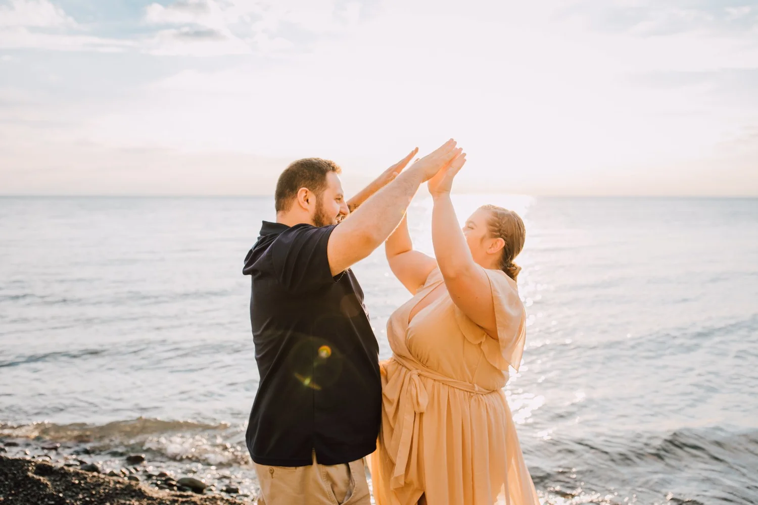 Meghan + Alex’s Sunset Engagement Photos on Lake Ontario | Brittany ...