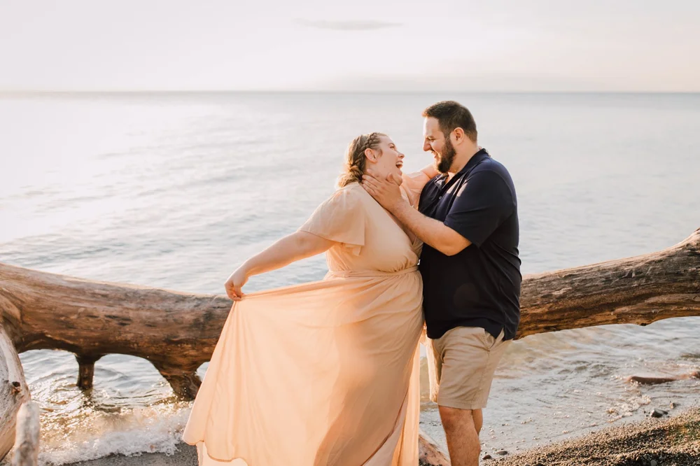 Meghan + Alex’s Sunset Engagement Photos on Lake Ontario | Brittany ...