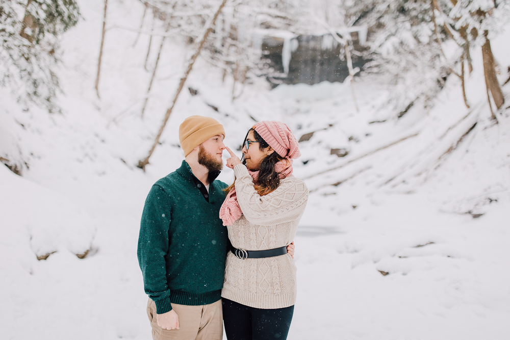 Yuki + Morgan’s Winter Wonderland Photos at Tinker Falls | Brittany ...