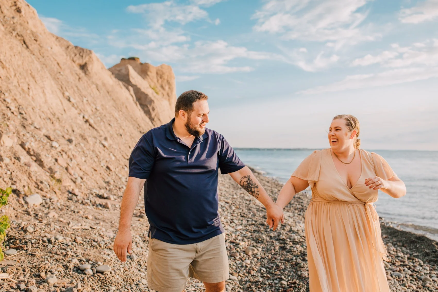 Meghan + Alex’s Sunset Engagement Photos on Lake Ontario | Brittany ...
