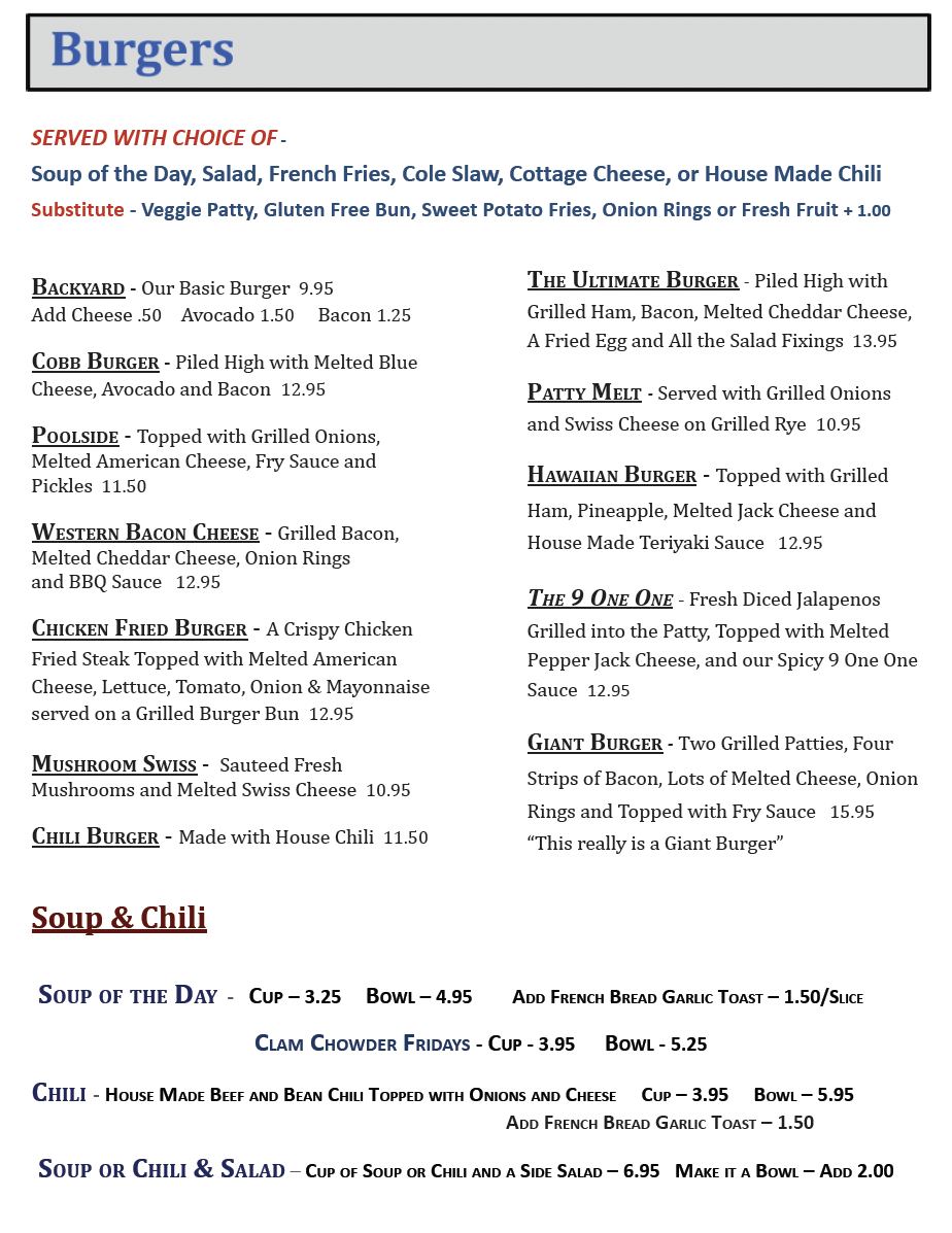 Menu — Cafe 95