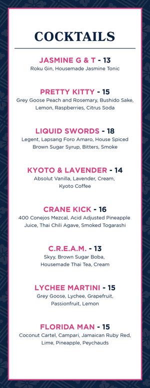 Cocktail Menu — Good Fortune St.Pete