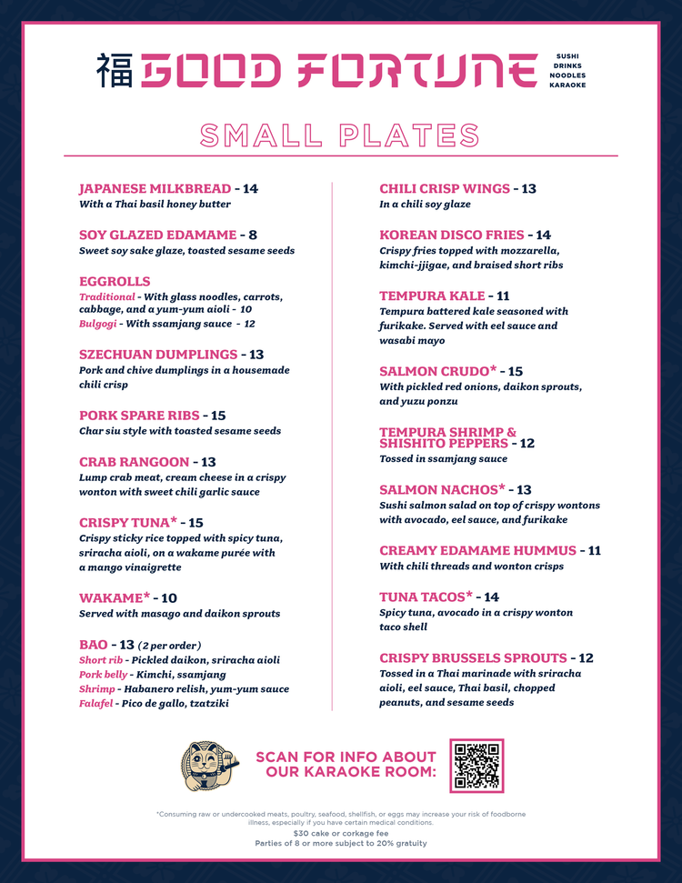 Food Menu — Good Fortune St.Pete