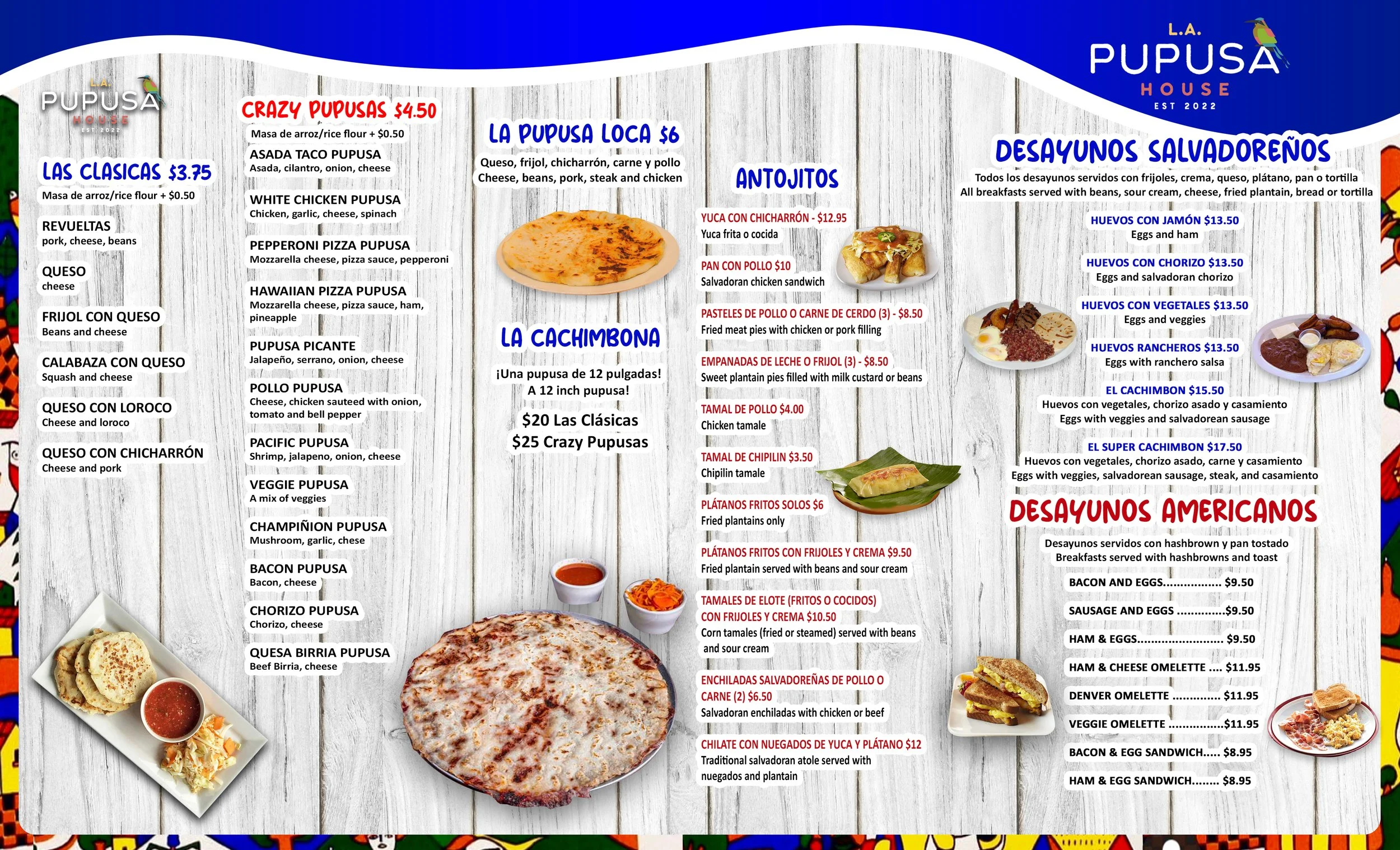 Menu — L.A. PUPUSA HOUSE